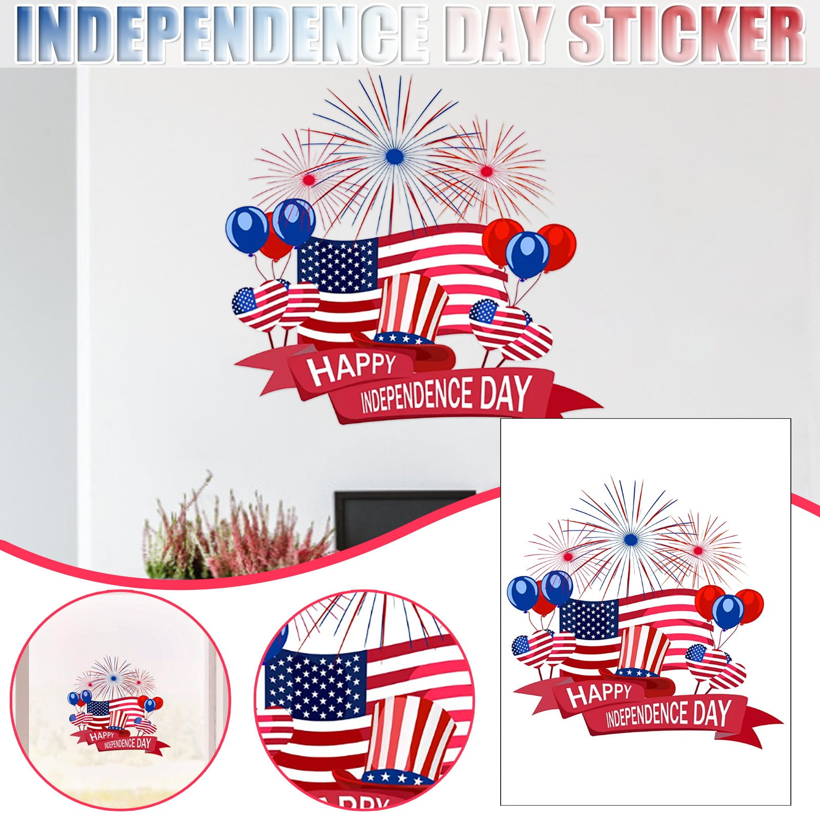Independence Day Patriotic 4th of July Decals, Fireworks American Flag ...