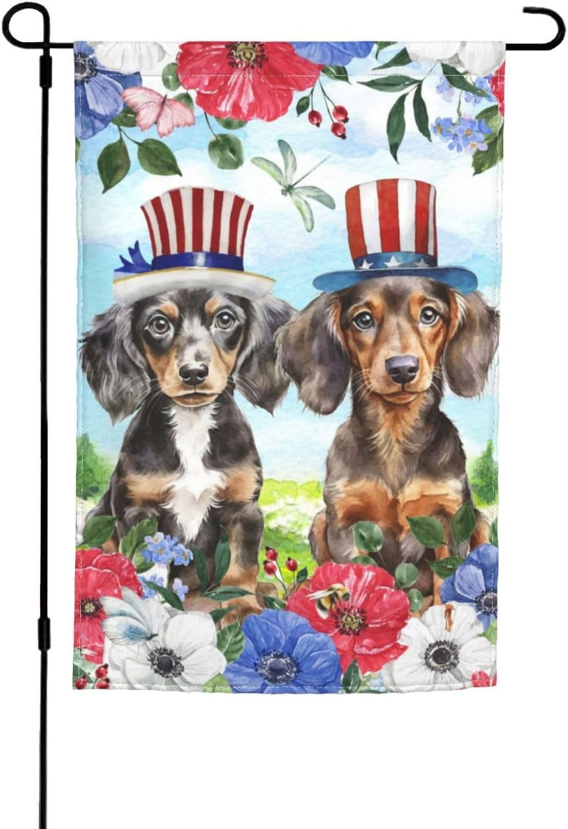 Independence Day Patriotic American Dachshund Dog Garden Flag Welcome ...