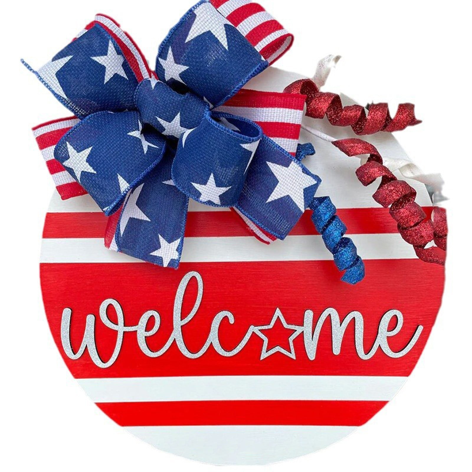 Independence Day Patriotic Flag Welcome Sign Front Door Decoration ...