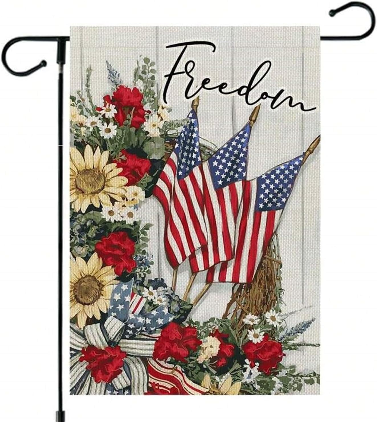Independence Day Patriotic Floral Garden Flag Colorful Flower American ...