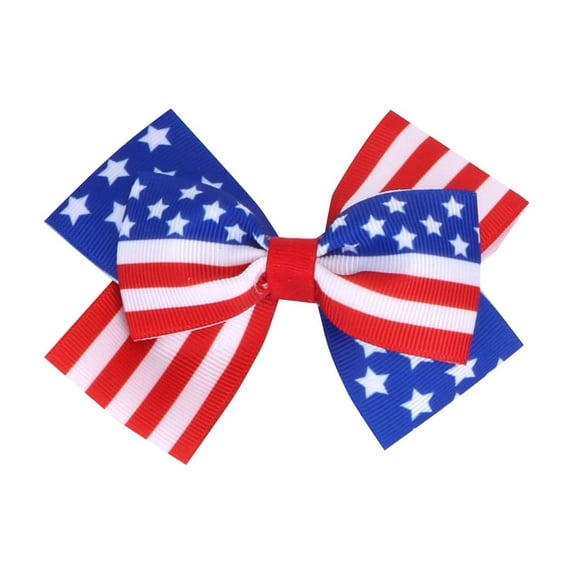 Independence Day Patriotic Hair Bow Clip Handmade Star Flag Party ...