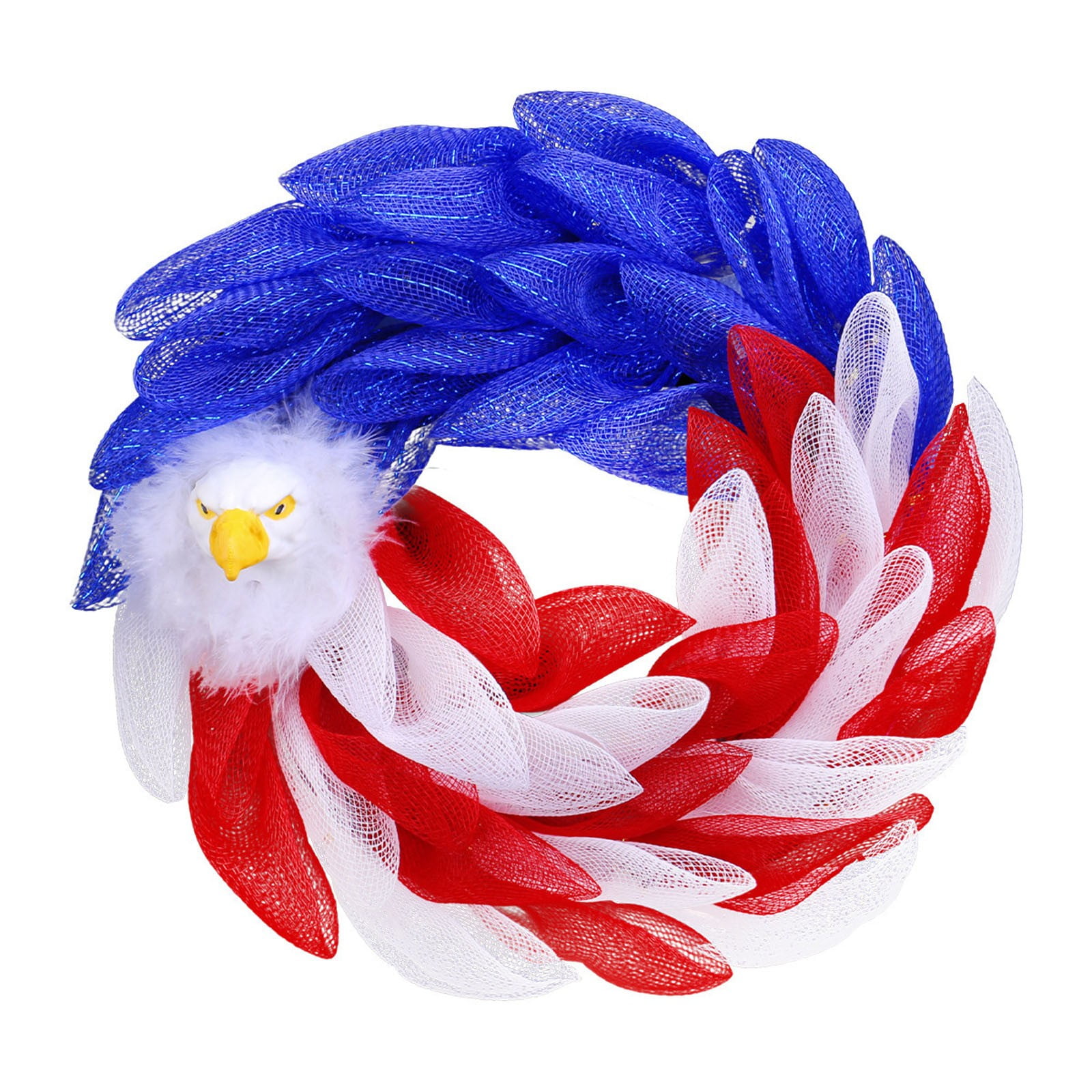 Independence Day Patriotic Mesh Wreath - Red/White/Blue Bald Eagle ...