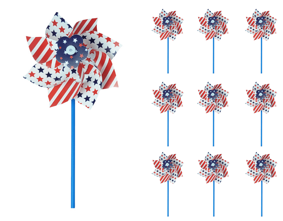Independence Day Patriotic Red White Blue Flag Windmills Reflective ...