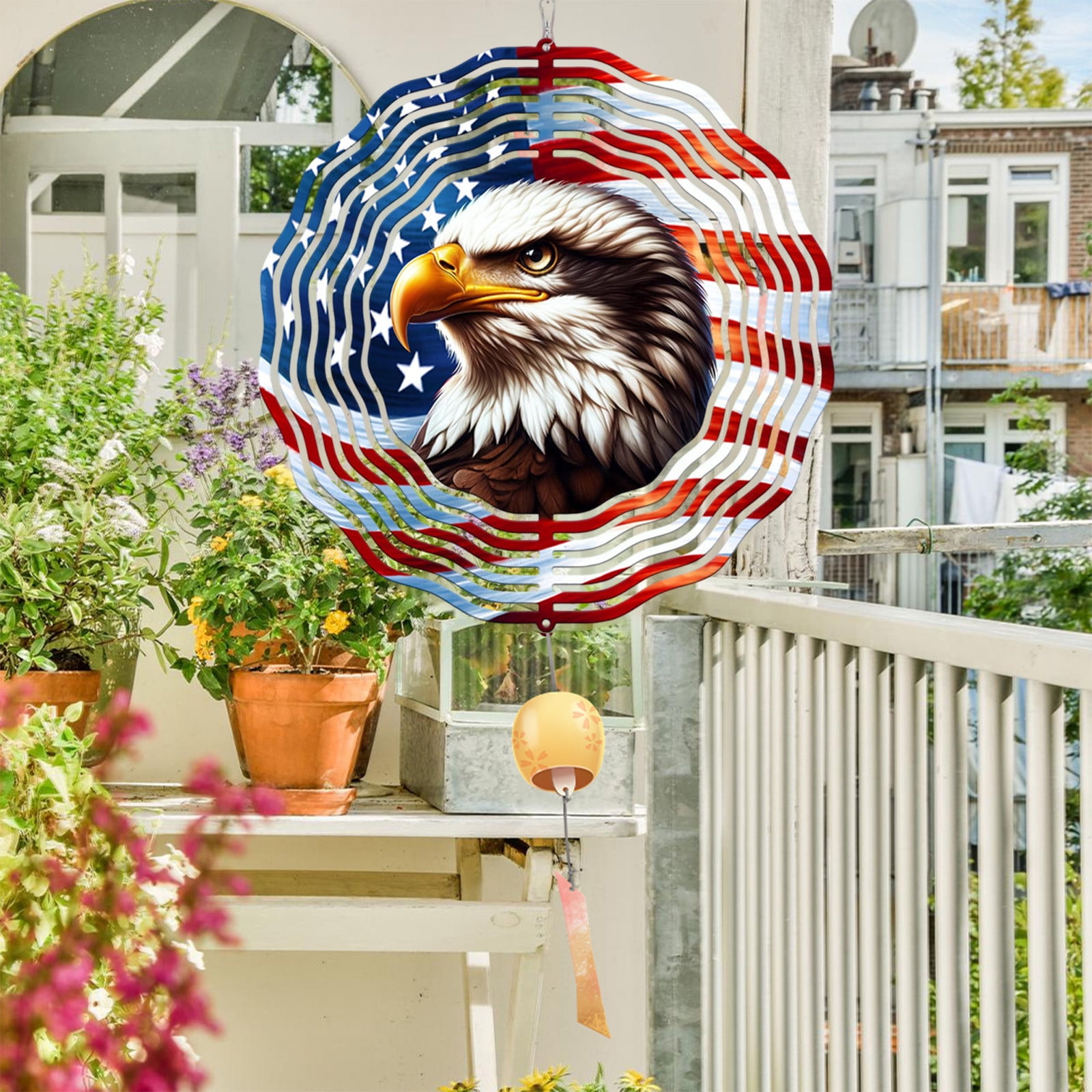 Independence Day Patriotic Wind Spinner Metal Garden Decor Outdoor 3D ...