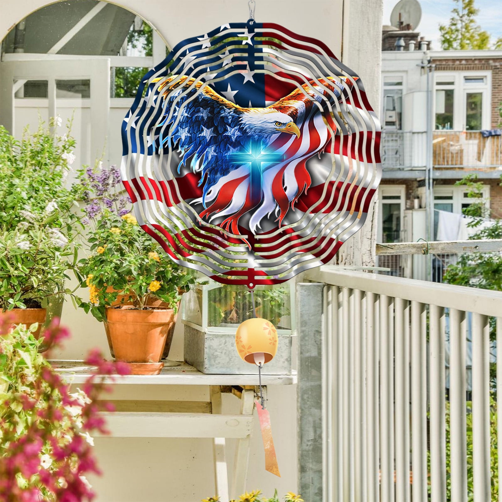 Independence Day Patriotic Wind Spinner Metal Garden Decor Outdoor 3D ...