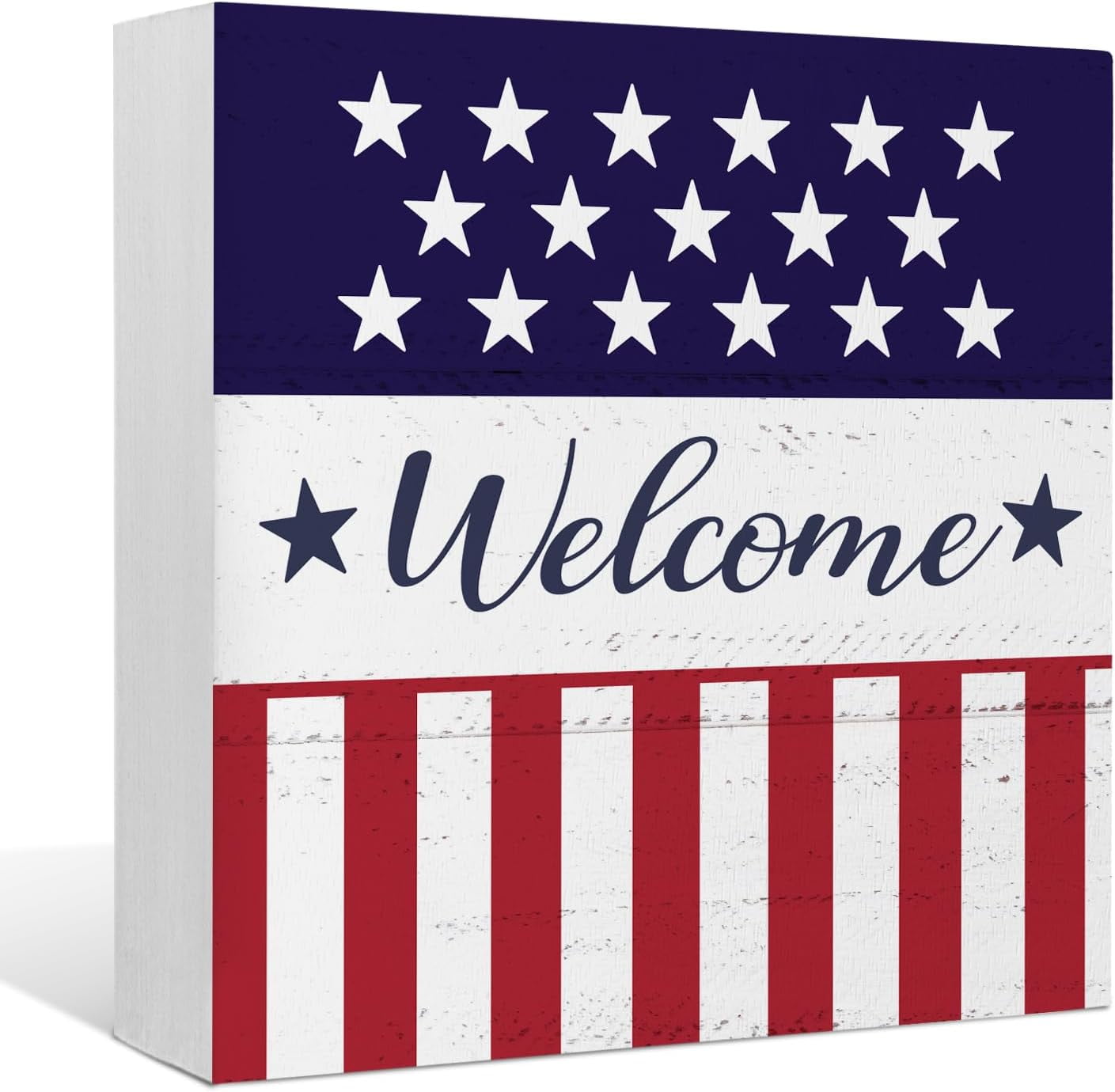 Independence Day Patriotic Wooden Signs,Stars and Striped Welcome Box ...