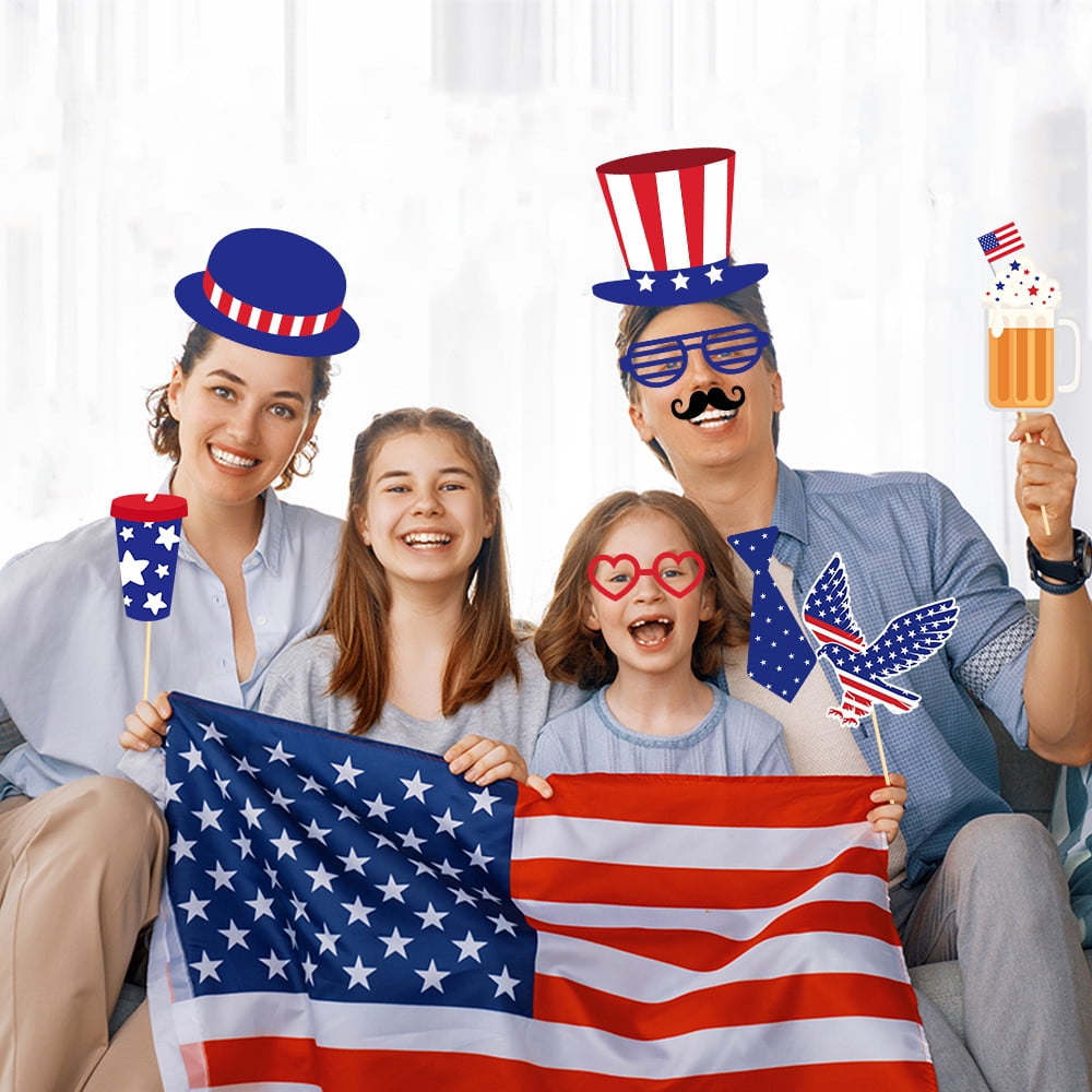 Independence Day Photo Booth Props 30pcs | Patriotic Funny Party Masks & Accessories for 4th of ...