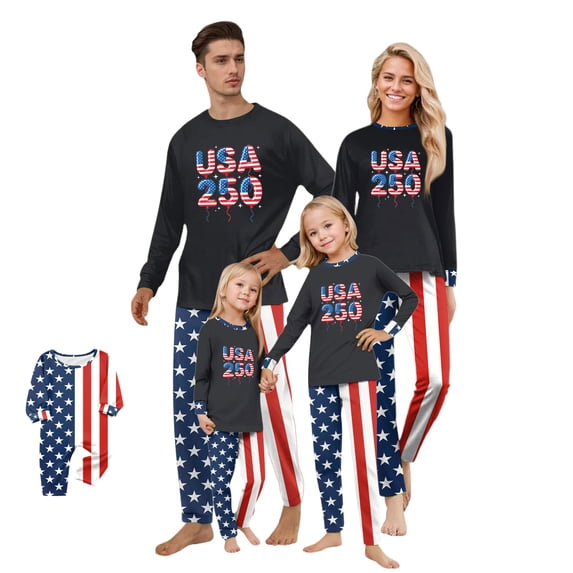 Independence Day Pjs Set, Matching American Flag Sleepwear, Patriotic ...