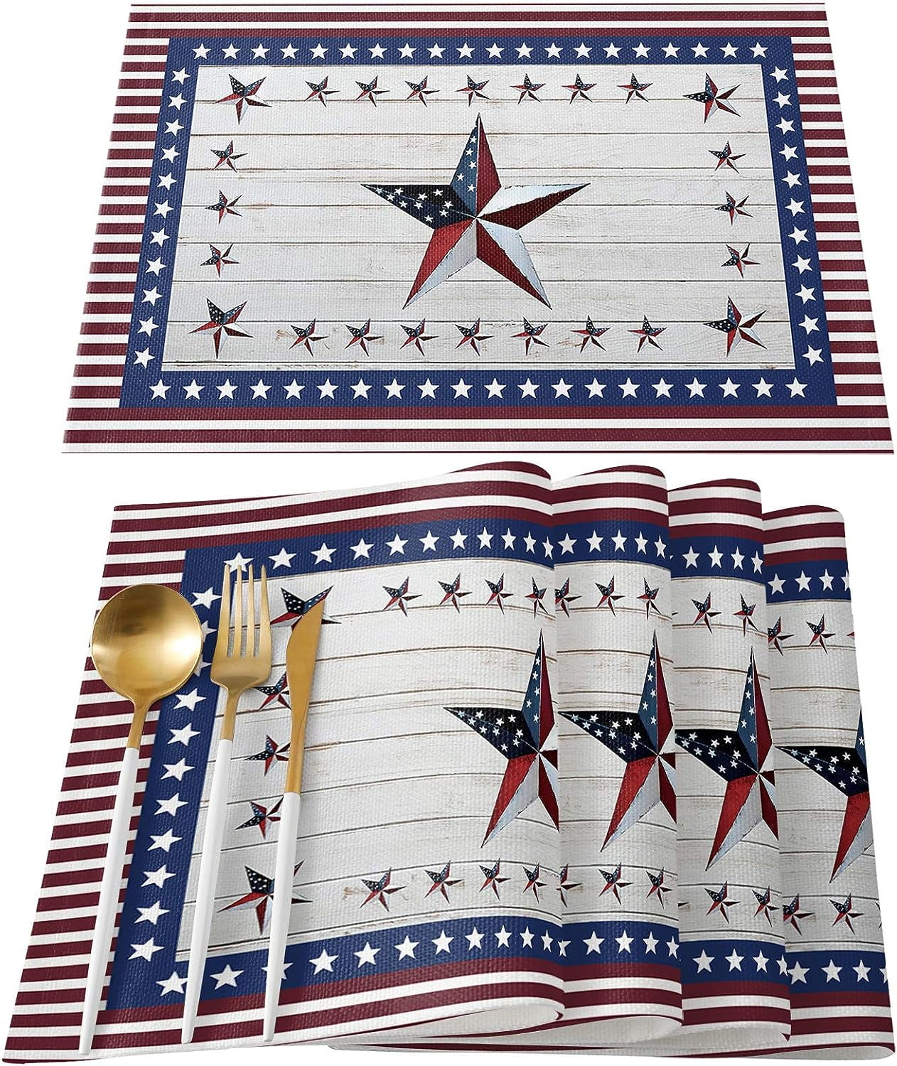 Independence Day Placemats Set of 4, Cotton Linen Table Mats Non-Slip ...