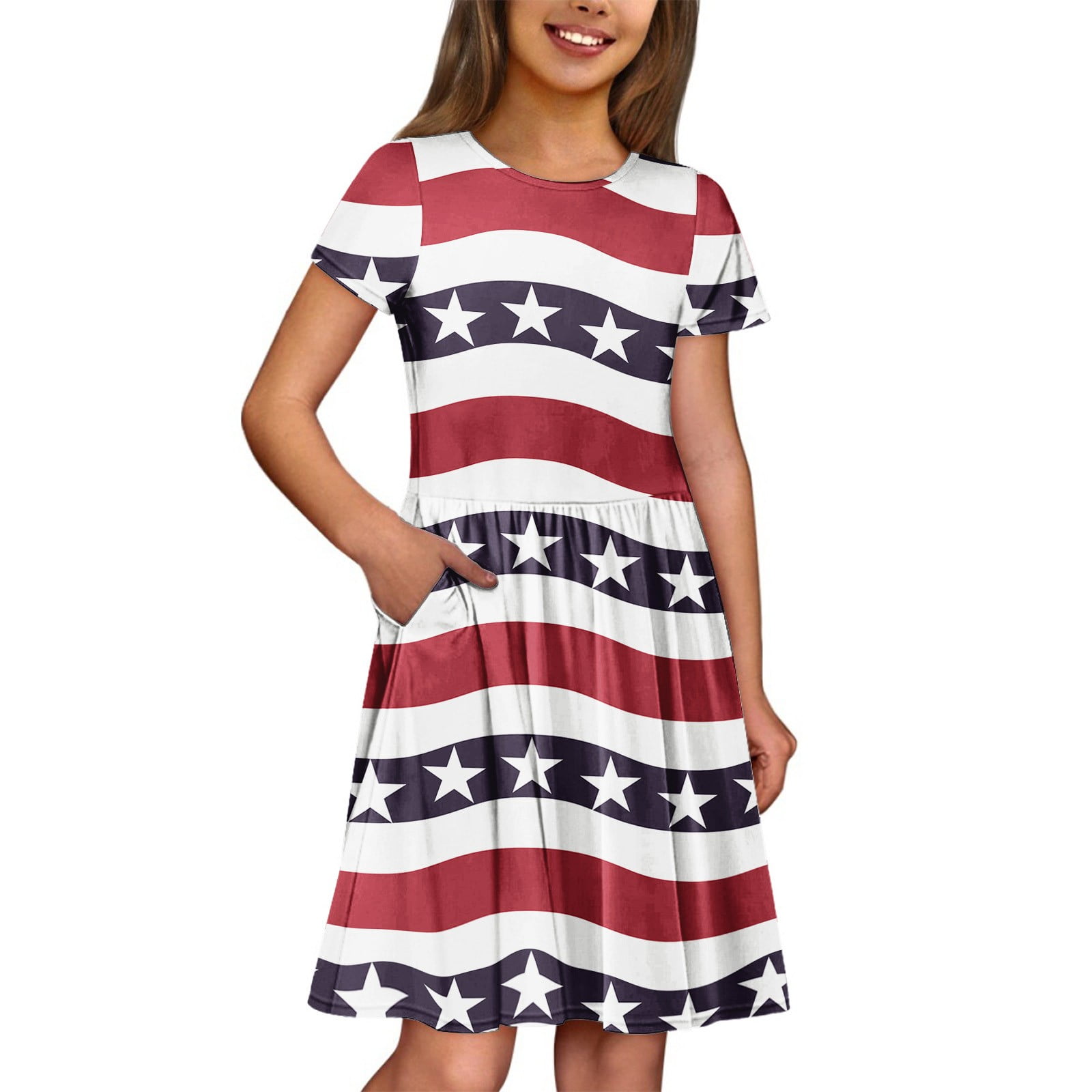 Independence Day Plus Size Girls Dresses Size 10-12 4th Of July Crew ...