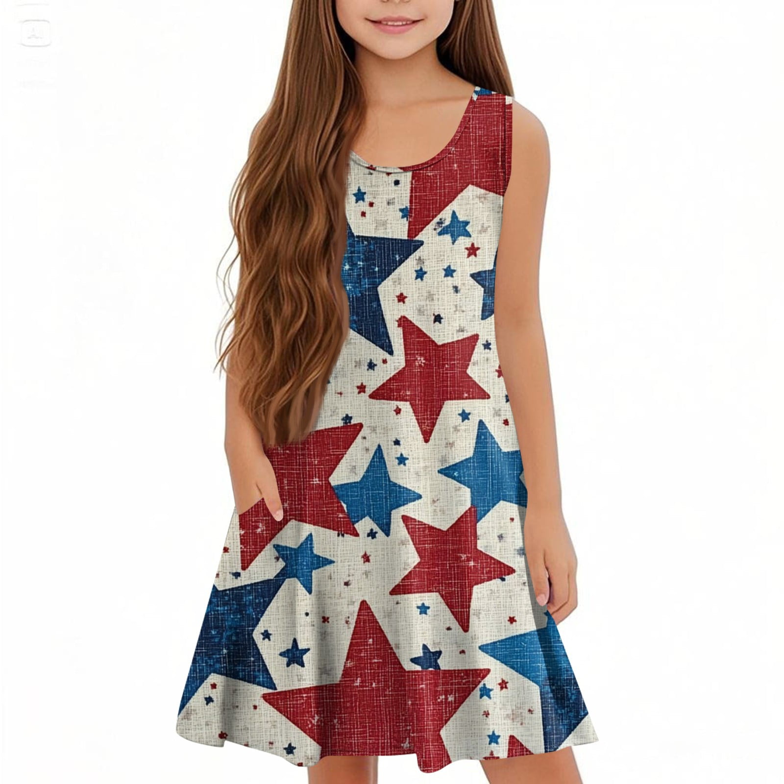 Independence Day Plus Size Summer Dresses for Teens July 4th Sleeveless ...