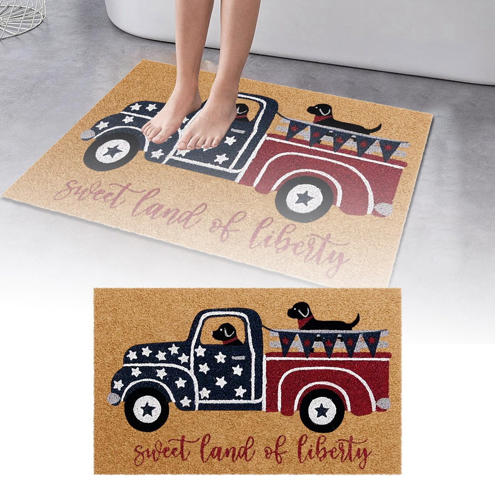 Independence Day Plush Floor Mat Happy July Colourful Printed Floor Mat ...