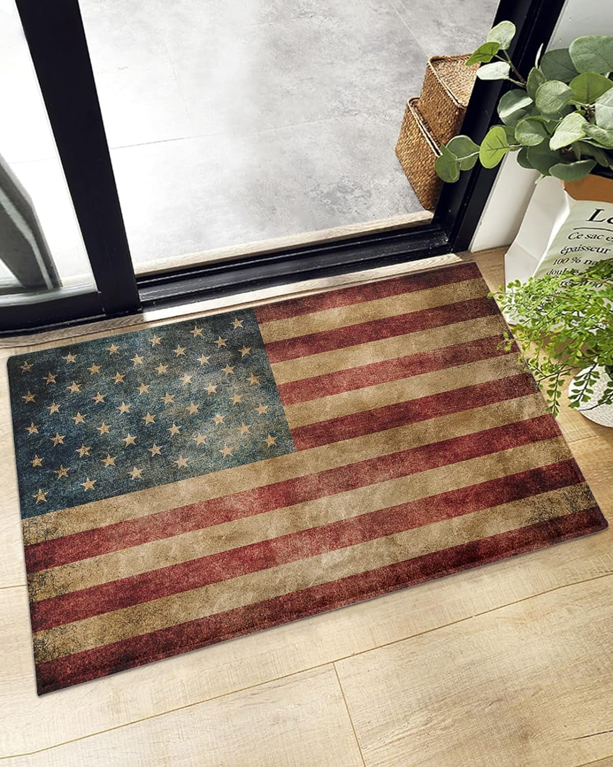 Independence Day Plush Shag Bath Rugs America Patriotic Flag Soft ...
