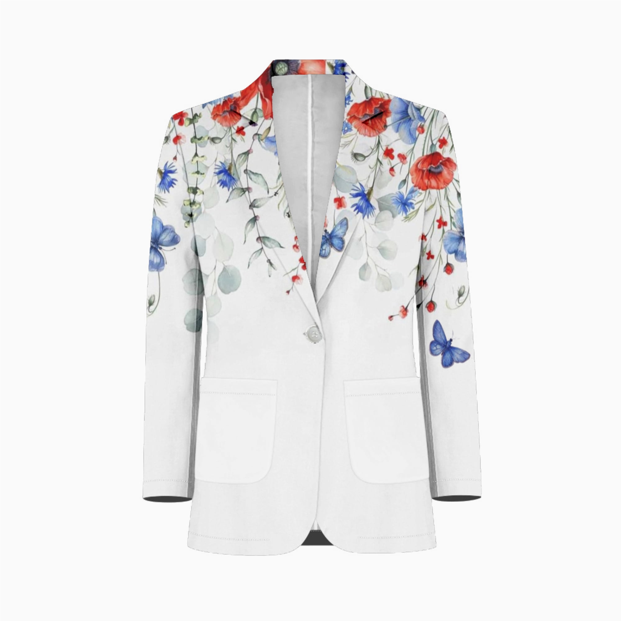 Independence Day Poppies with Eucalyptus Leaves White Customized Men's ...