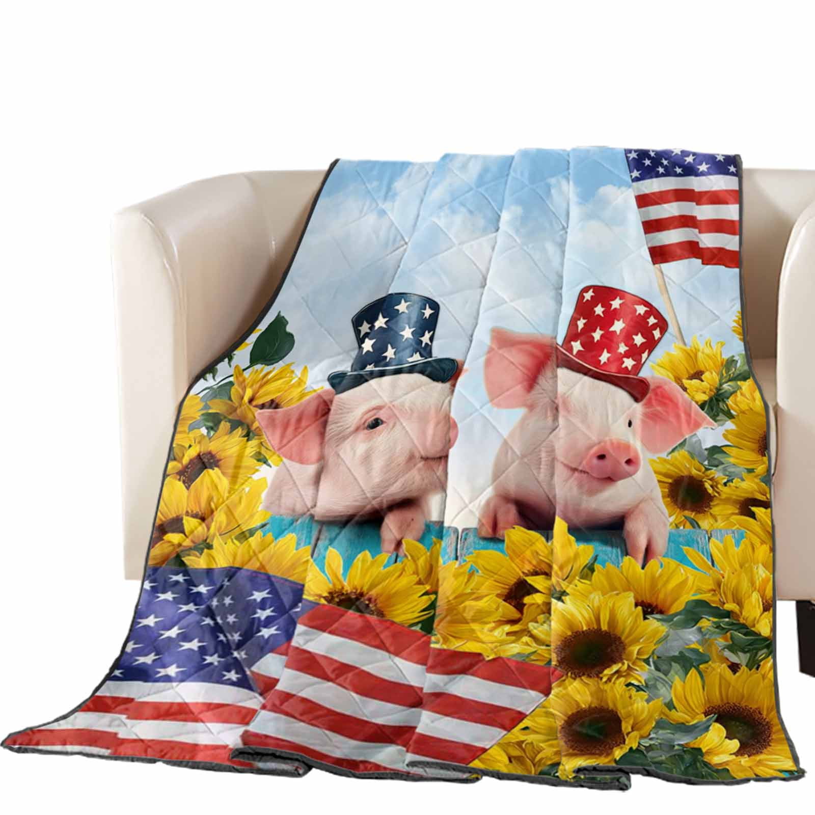 Independence Day Quilted Comforters Cooling Blanket Oversized Queen ...