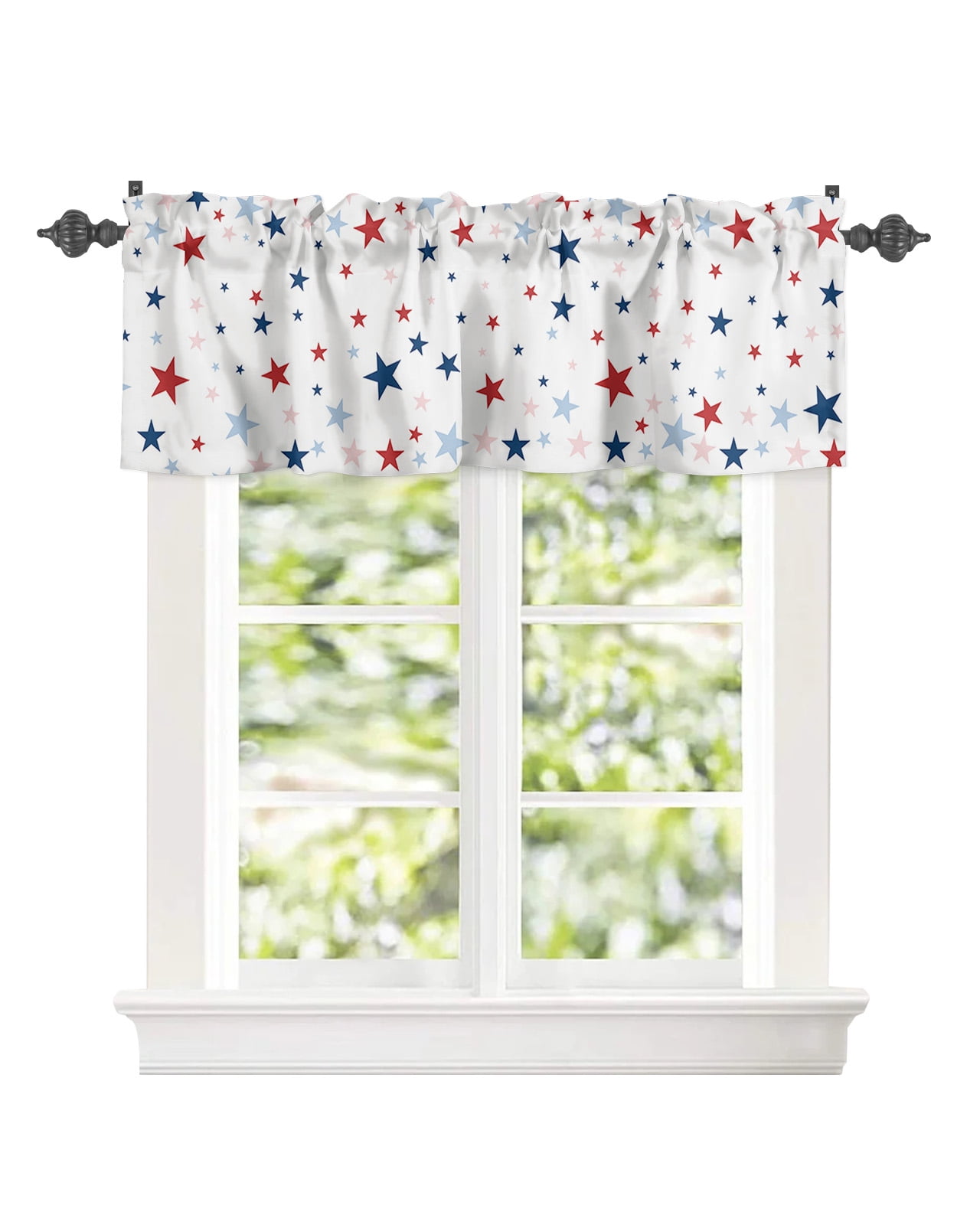 Independence Day Red Blue Star White Window Treatment Panel for Living ...