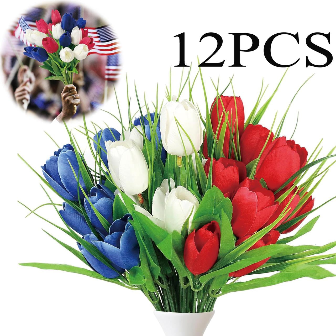 Independence Day Red White Blue Tulip Flowers Stems,4th of July ...