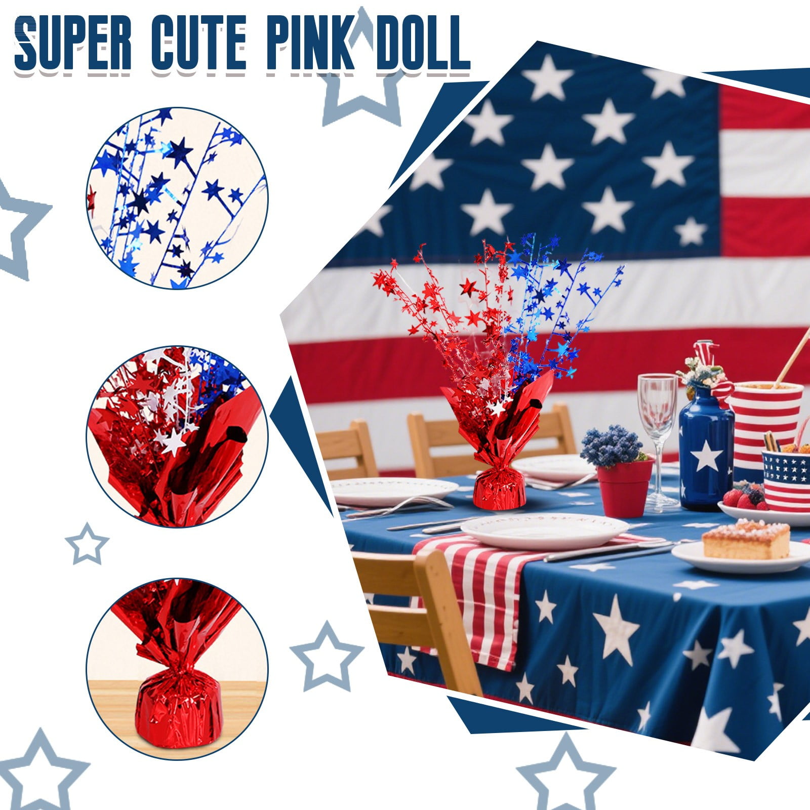 Independence Day Red White and Blue Stars Independence Day Table Decor ...