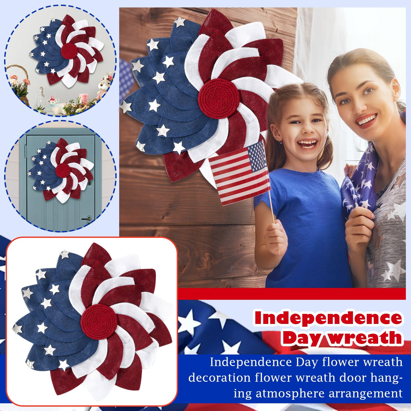 Independence Day Red White and Blue Stars Independence Day Wreath Star ...
