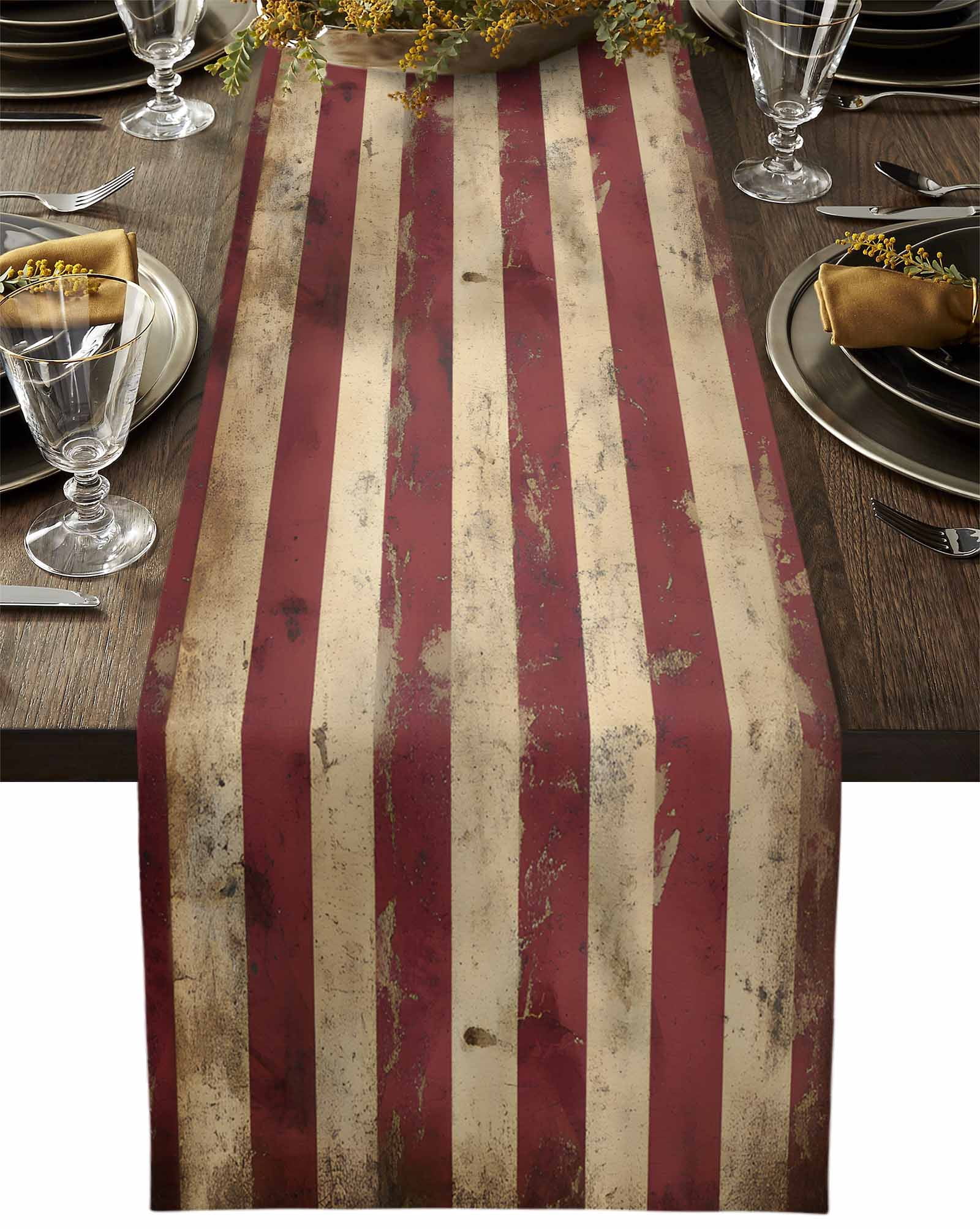 Independence Day Retro USA Flag Table Runners 13x36 Inches Long Linen ...