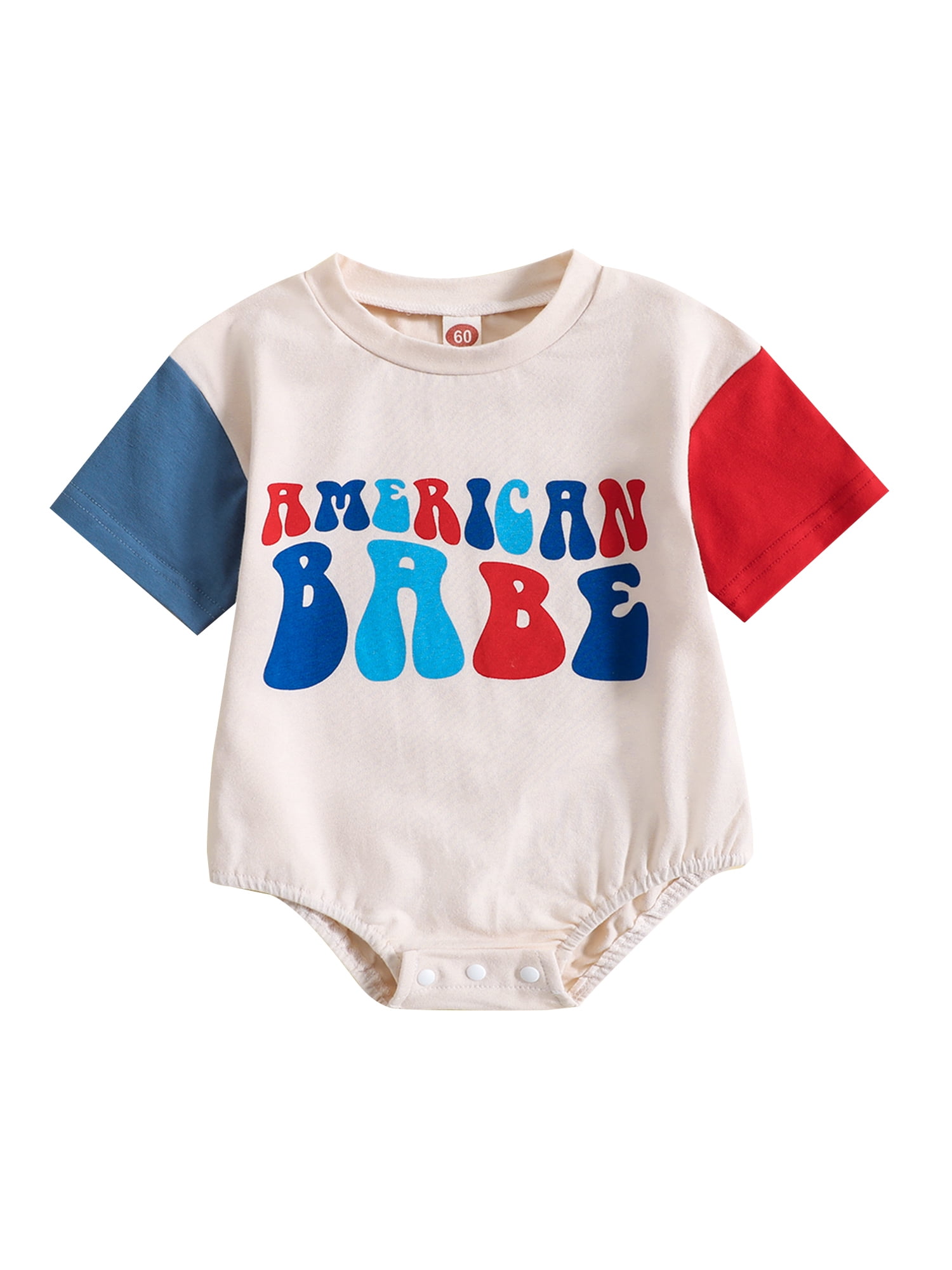Independence Day Romper Tops Infant Baby Boy Girl Contrast Color Letter ...
