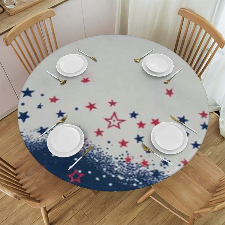 Independence Day Round Fitted Table Cover for Dining Tables,Elastic ...