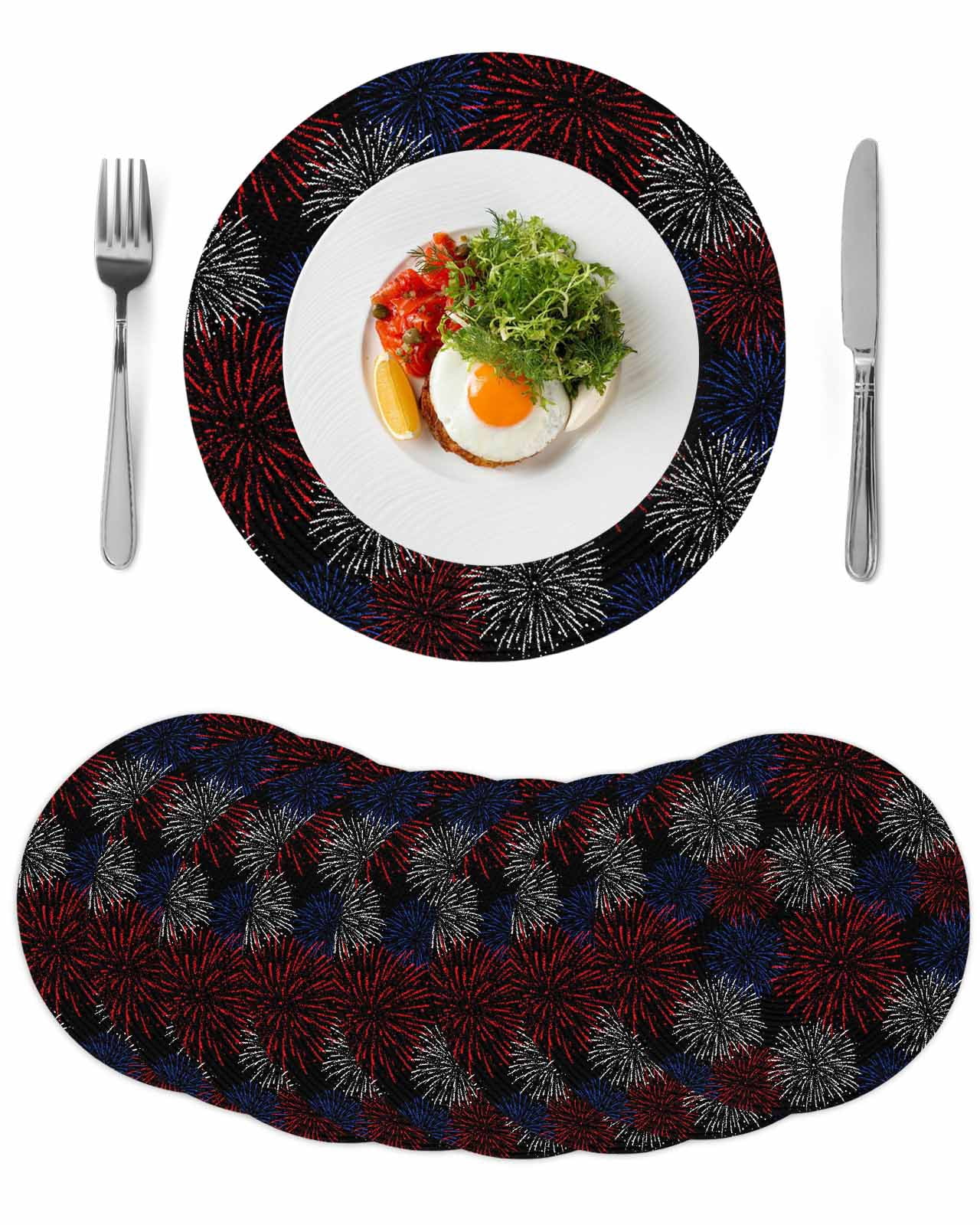 Independence Day Round Placemats Set of 8 for Dinning Tables,Heat-proof ...