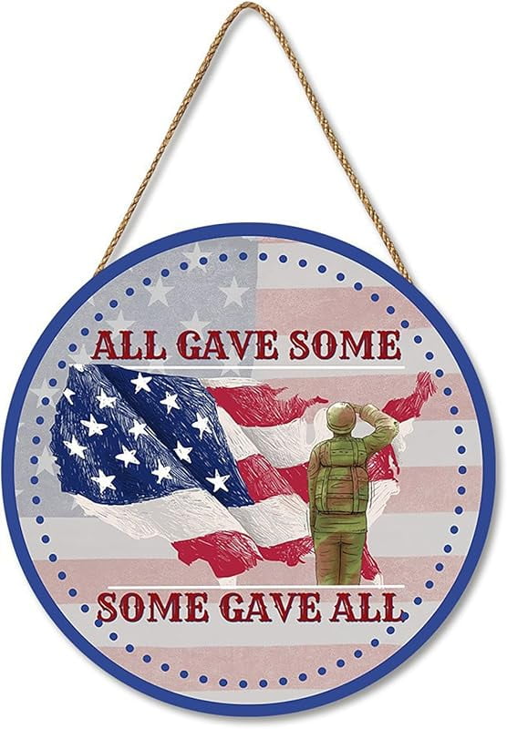 Independence Day Round Wooden Welcome Door Sign Wreath Independence Day ...