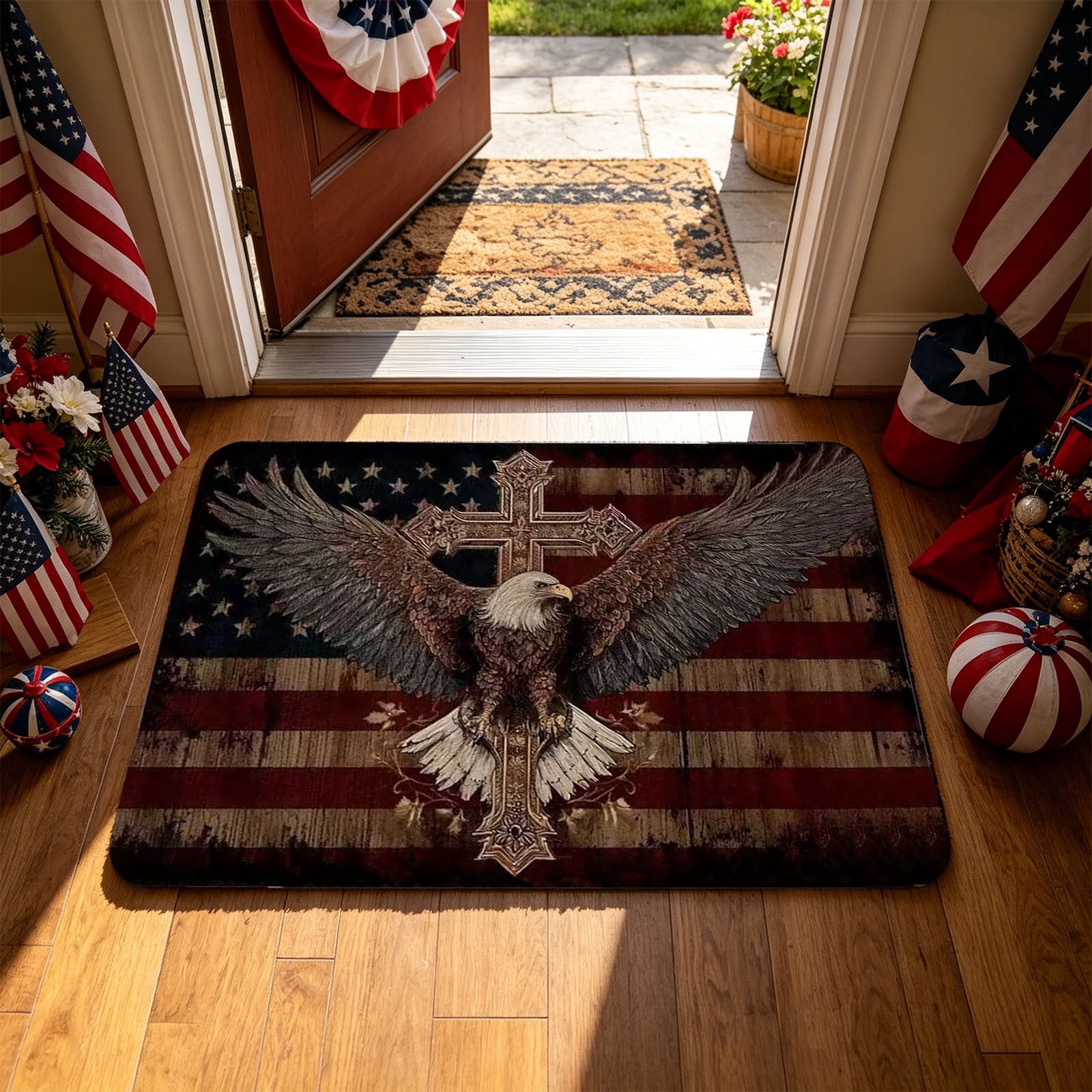 Independence Day Rug, Crystal Velvet Decorative Mat, Thickened Sounds ...