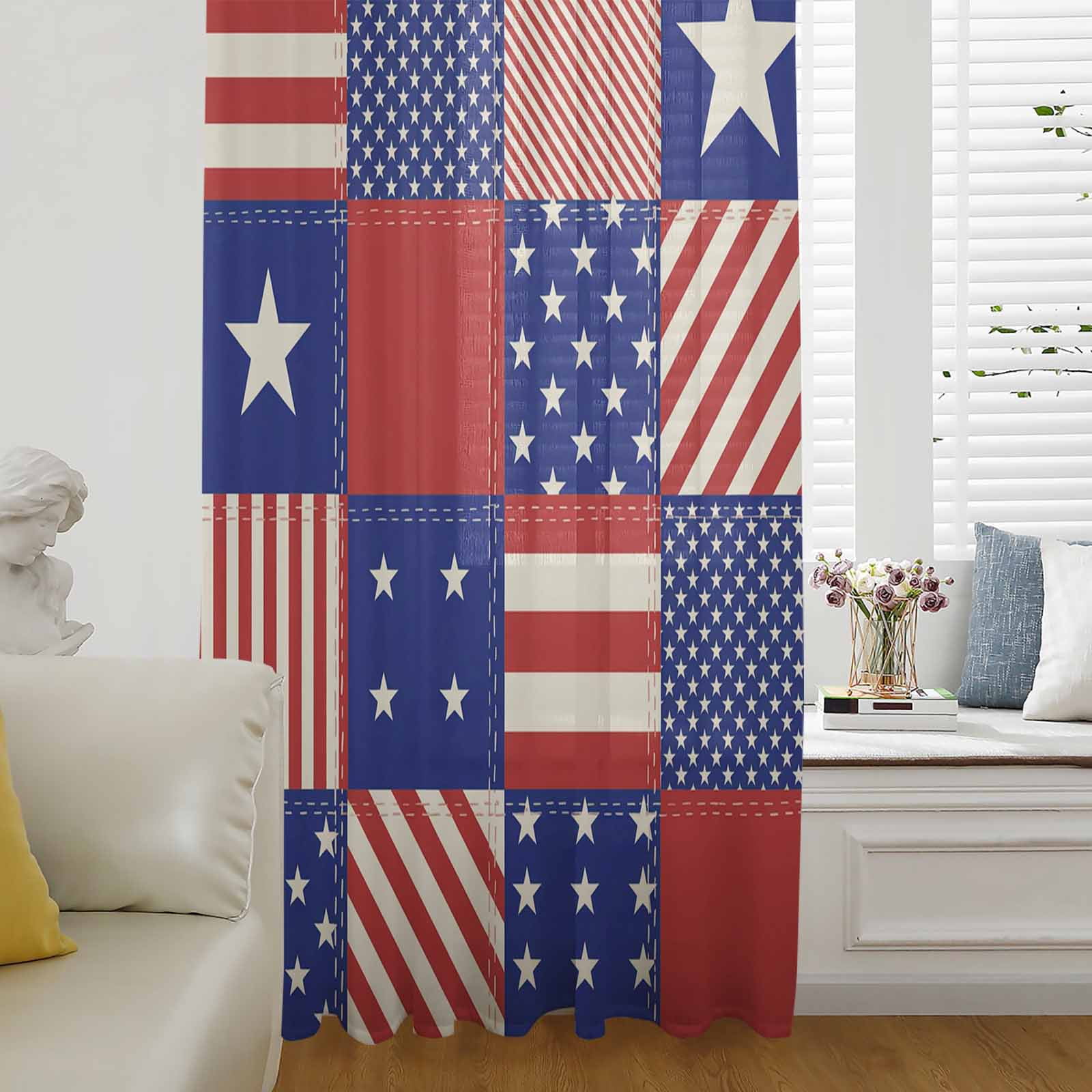 Independence Day Semi Sheer Curtains Drapes for Living Room, Bedroom ...