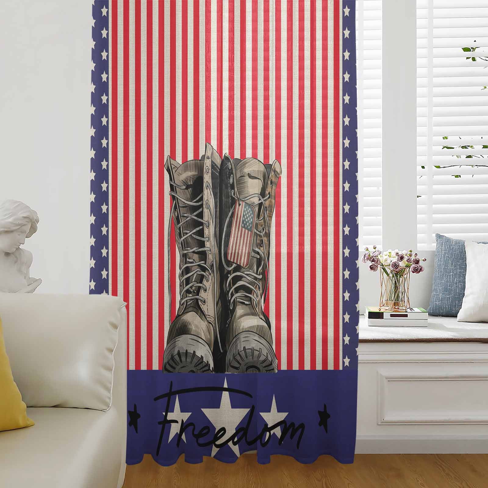 Independence Day Semi Sheer Curtains Drapes for Living Room,Bedroom ...