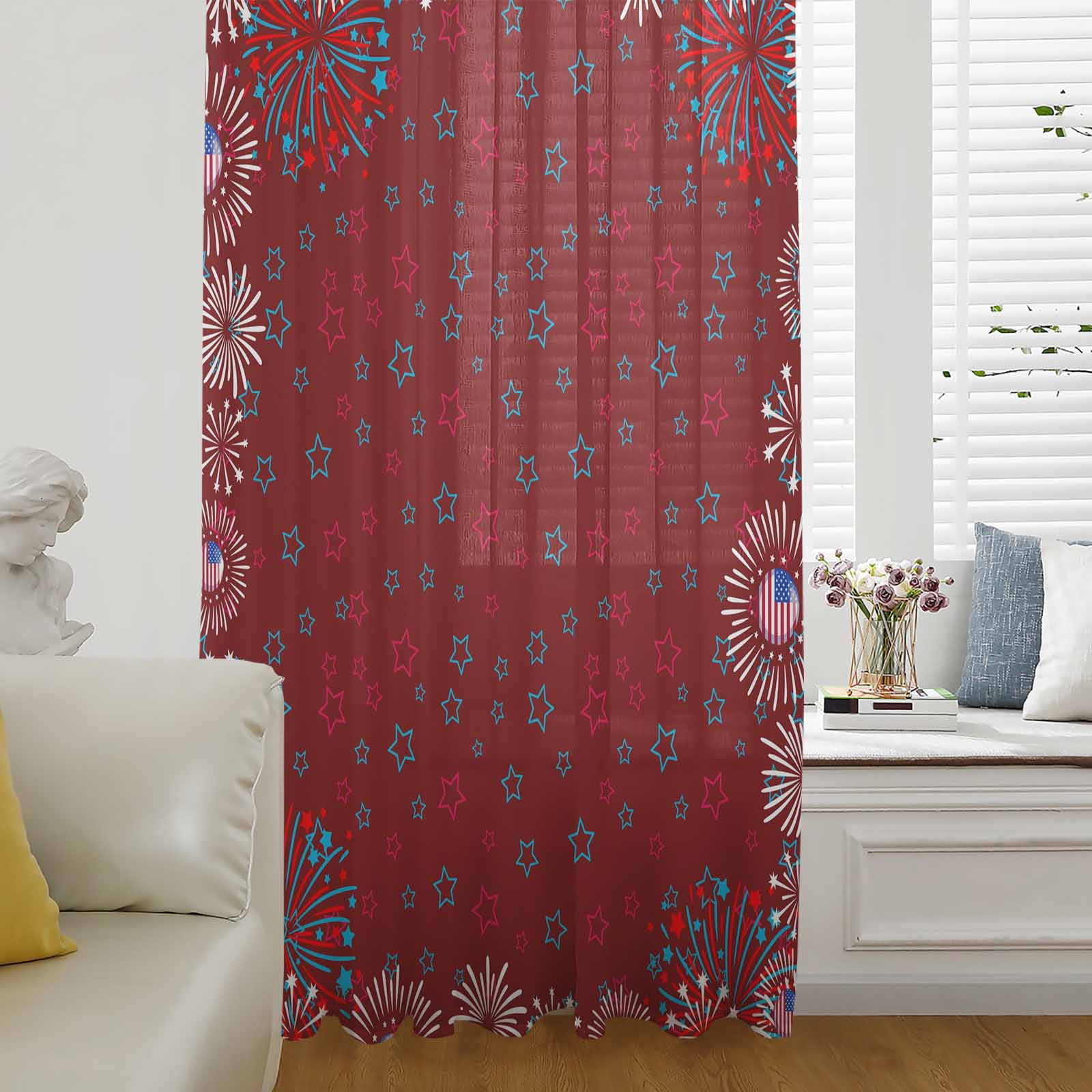 Independence Day Semi Sheer Curtains Drapes for Living Room,Bedroom ...