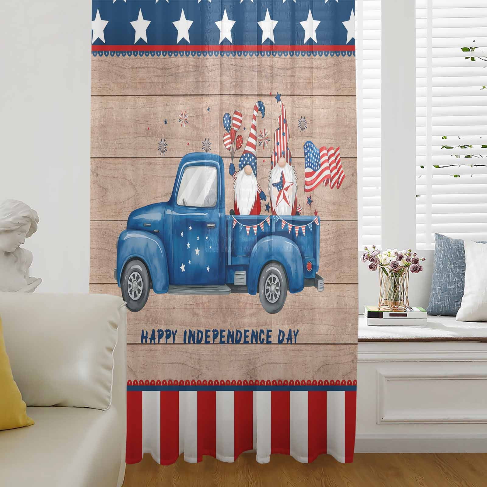 Independence Day Semi Sheer Curtains Drapes for Living Room, Bedroom ...