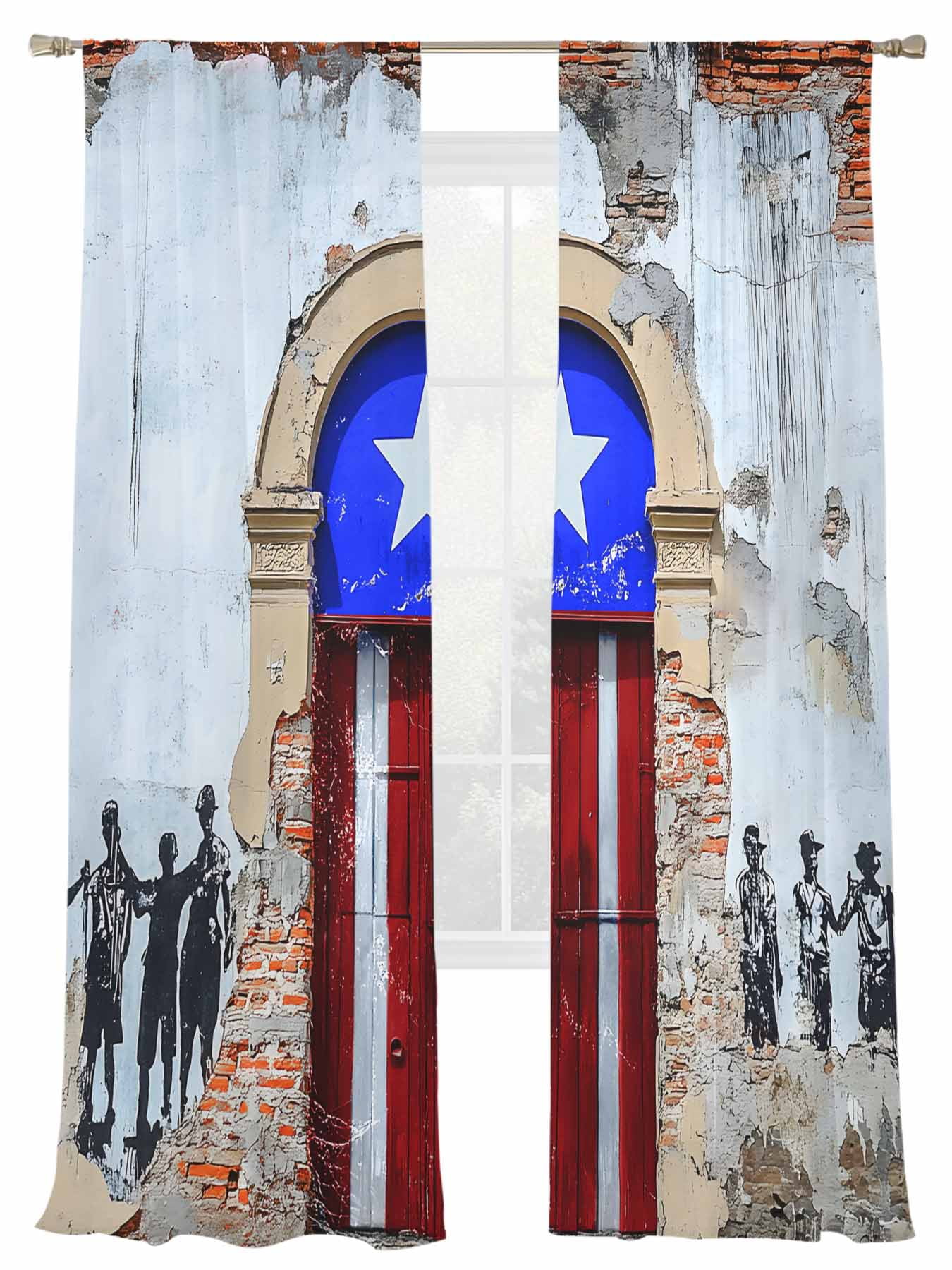 Independence Day Sheer Curtains 108 Inch Length 2 Panels Set, Semi ...