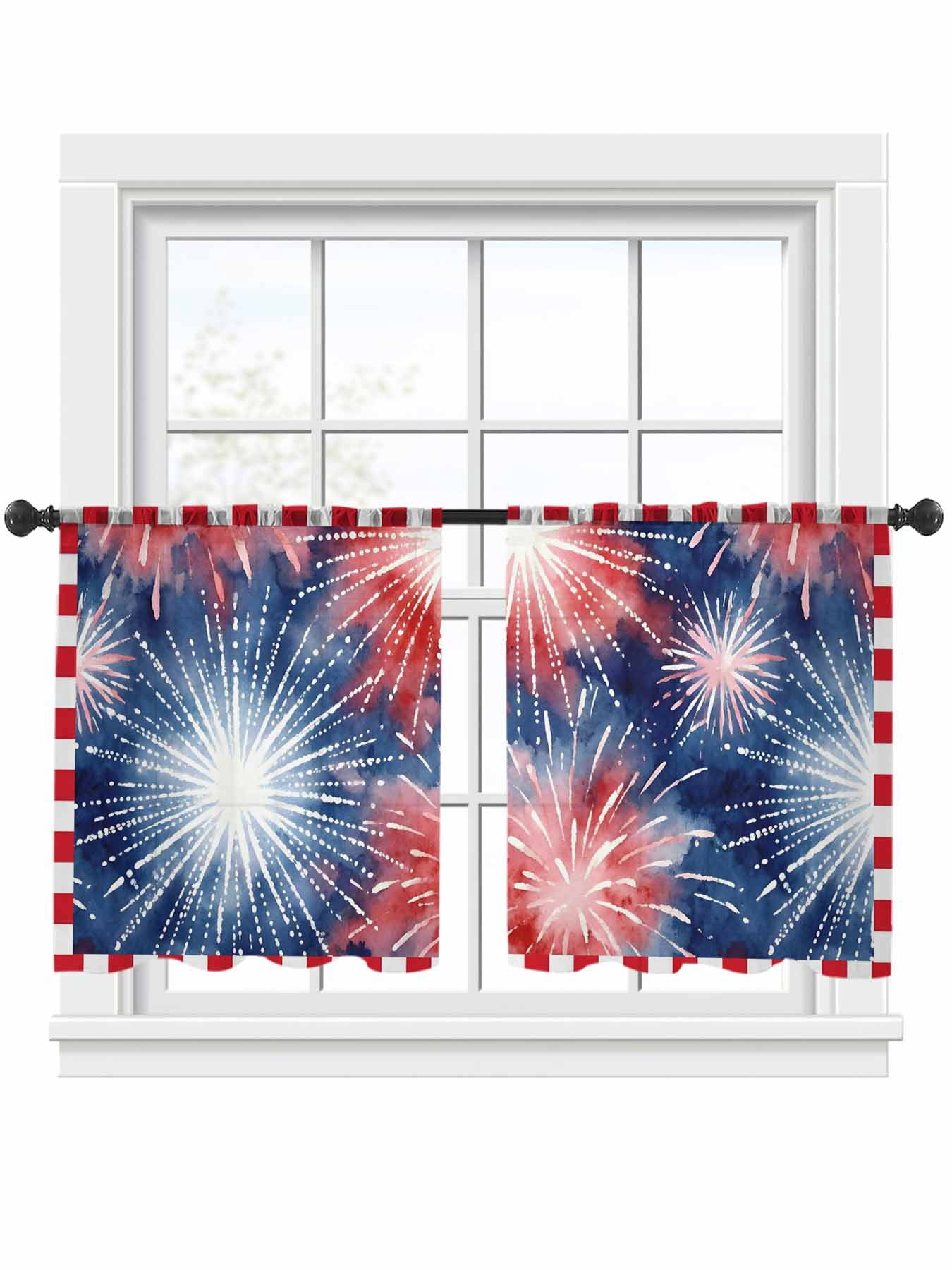 Independence Day Sheer Curtains 2 Panels Set American Patriotic Fantasy ...