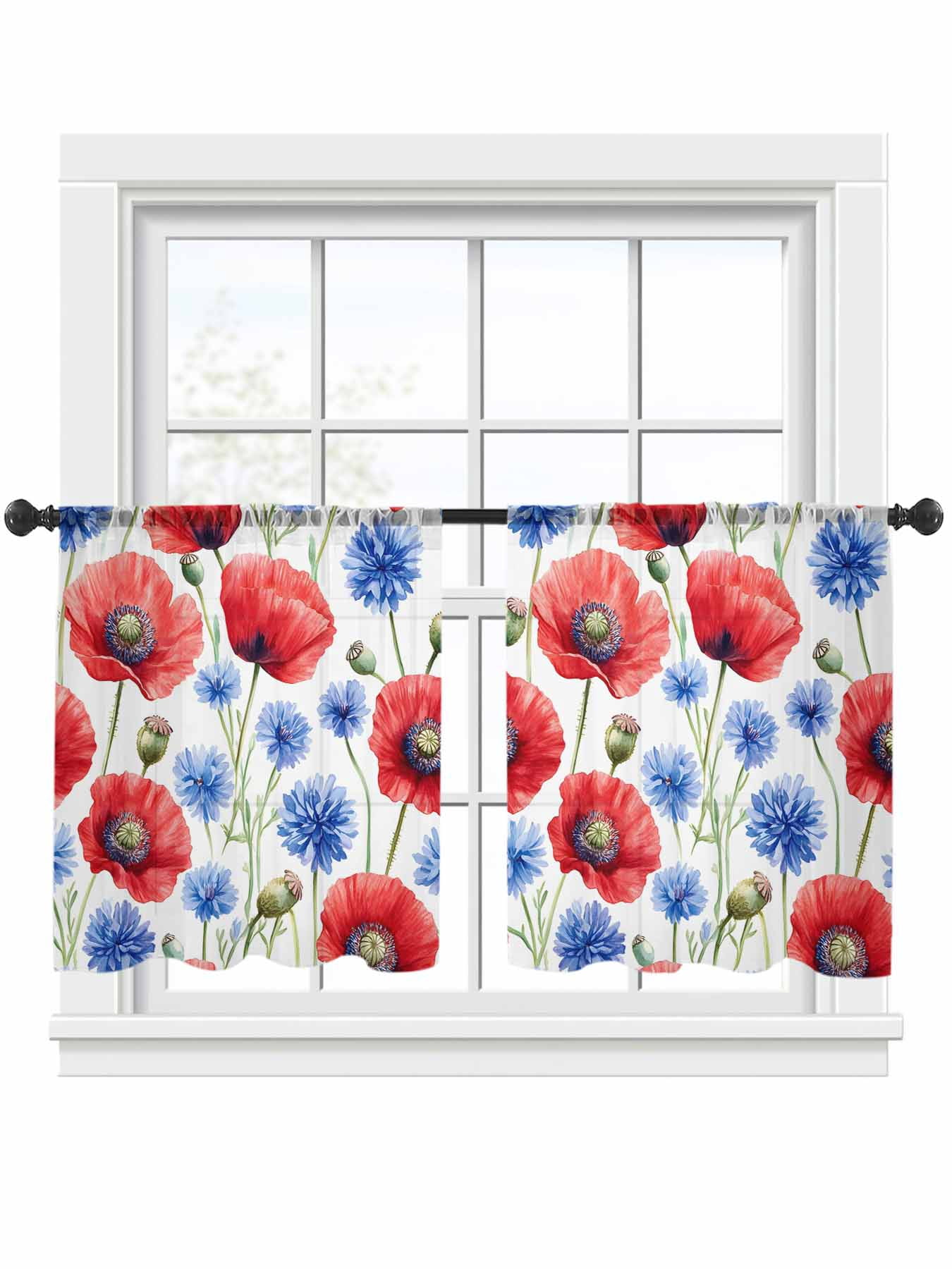 Independence Day Sheer Curtains 2 Panels Set Red Blue Concubine ...