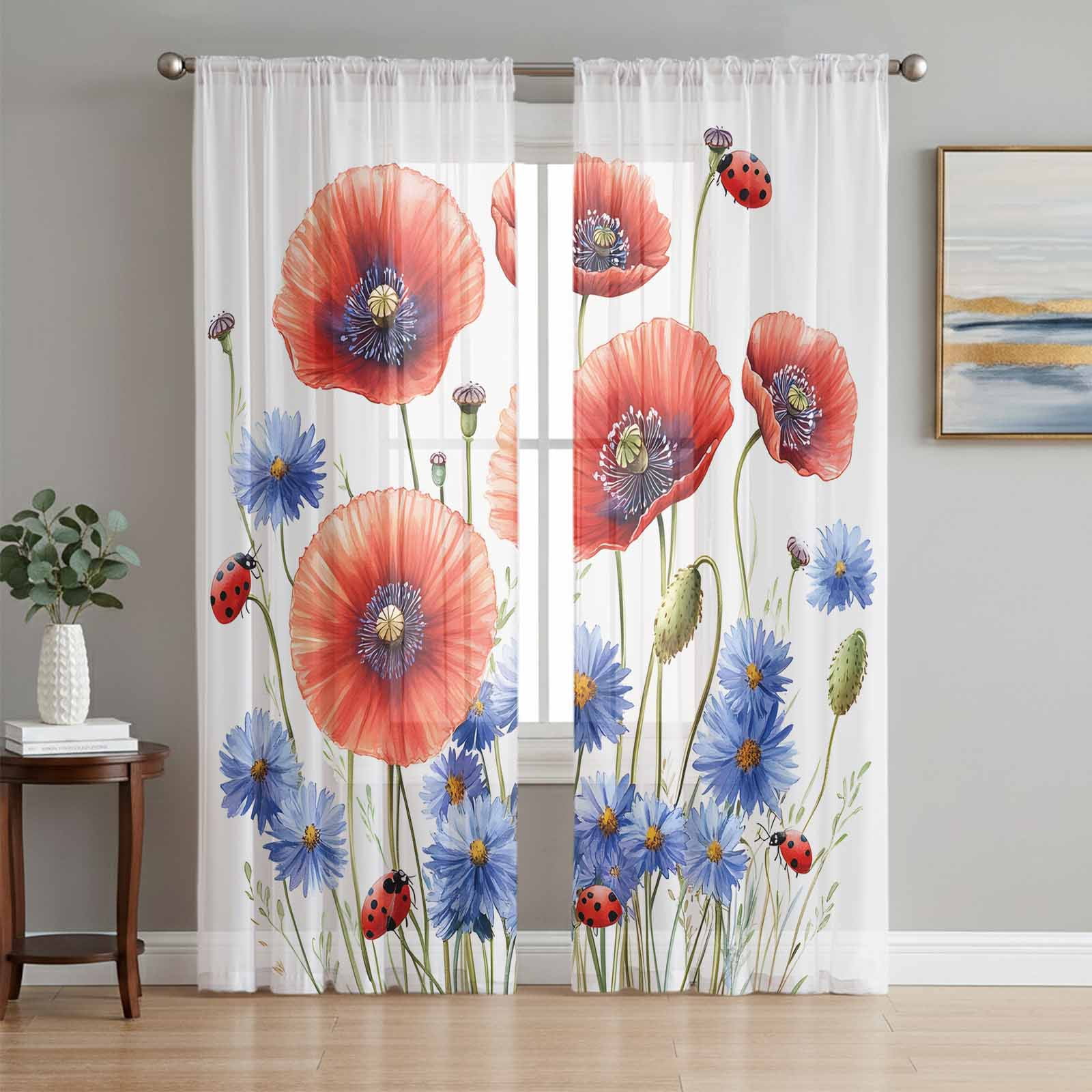 Independence Day Sheer Curtains 63 Inch Length 2 Panels Set, Vintage ...