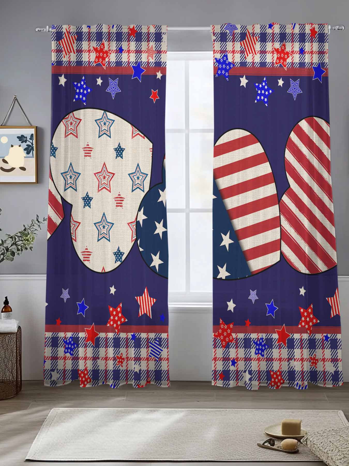 Independence Day Sheer Curtains for Living Room Bedroom American Flag ...
