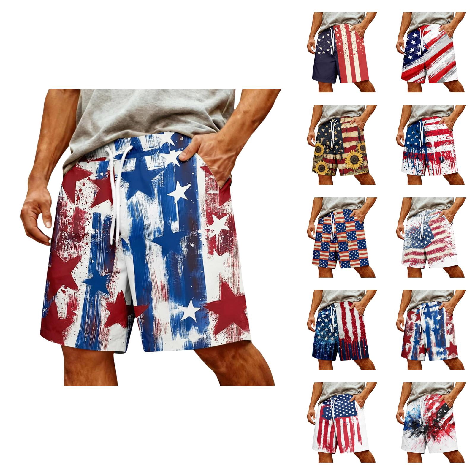 Independence Day Shorts for Men 2026 Summer Casual Relaxed Fit Elastic ...