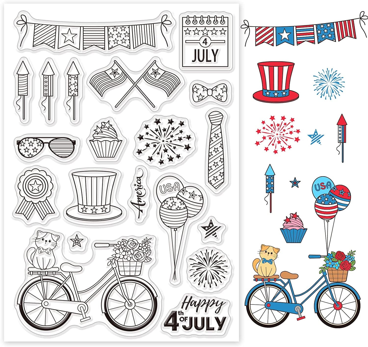 Independence Day Silicone Clear Stamps 4th of July Transparent Stamps ...