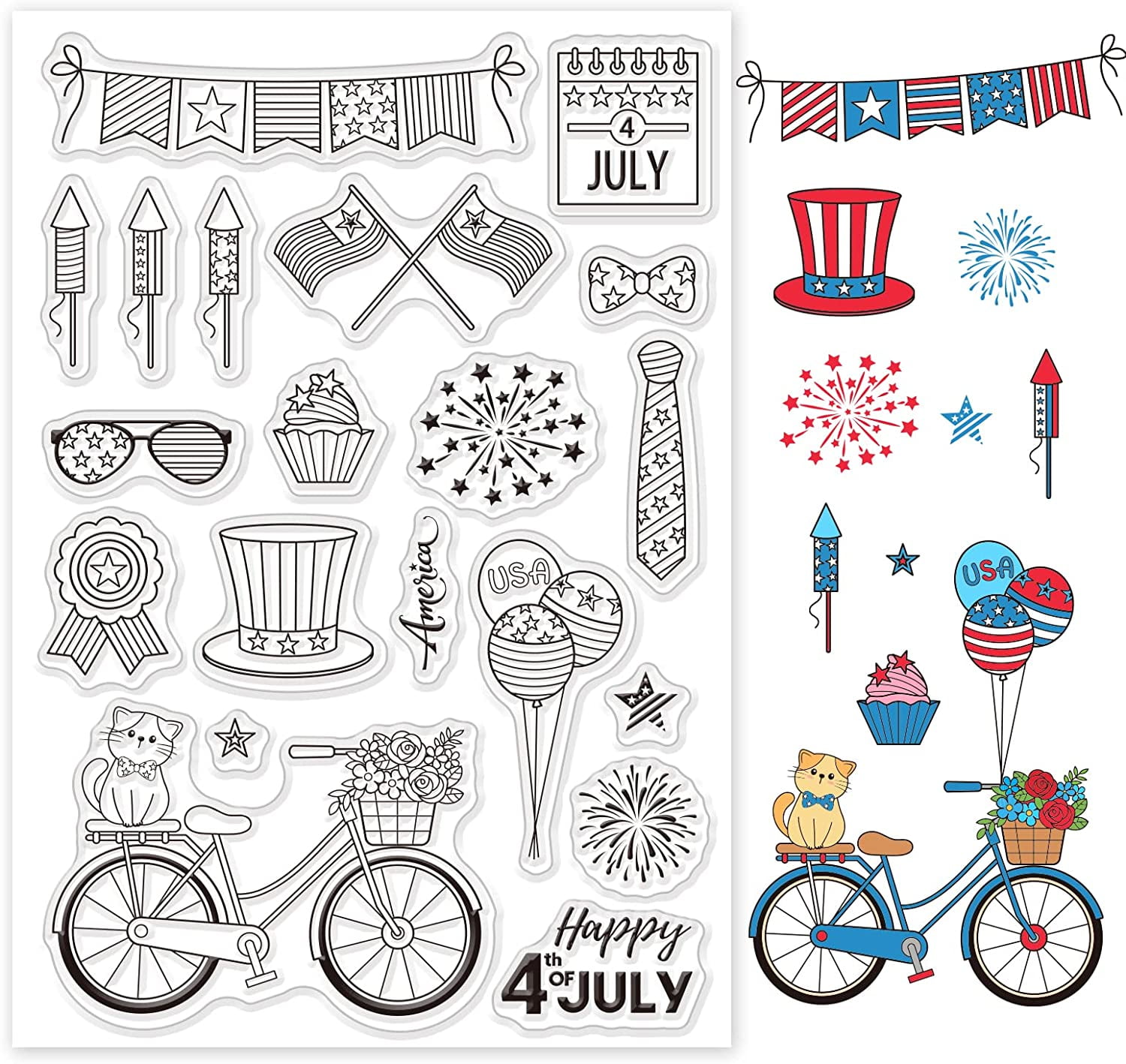 Independence Day Silicone Clear Stamps 4th of July Transparent Stamps ...