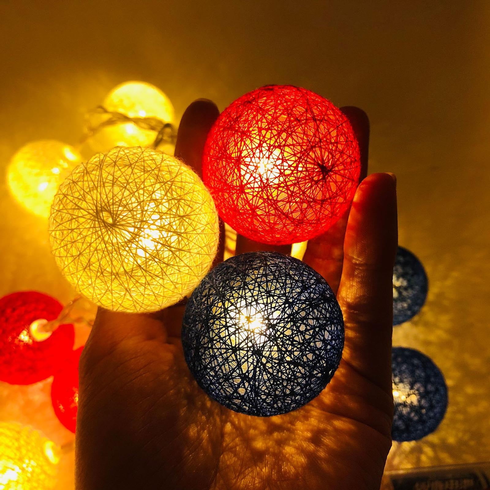 Independence Day Solar Outdoor Lights Gift Red And Blue White Balll ...