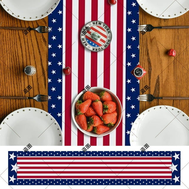 Independence Day Spring Table Runner,Table Banner Linen Gnome Print ...