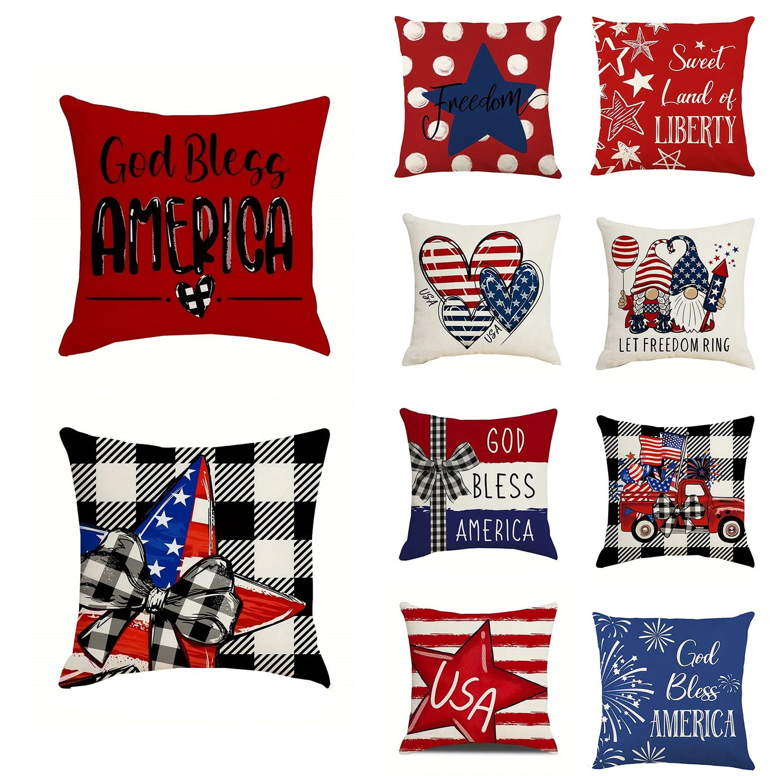 Independence Day Square Pillow Cases 2025 18x18Inch Patriotic 45x45cm ...