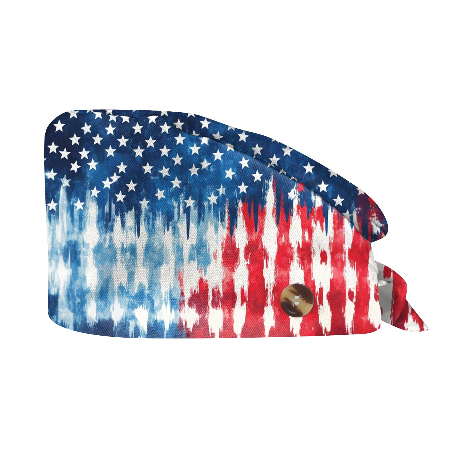 Independence Day Star Scrub Hats American Red Blue and White Cap, 10 ...