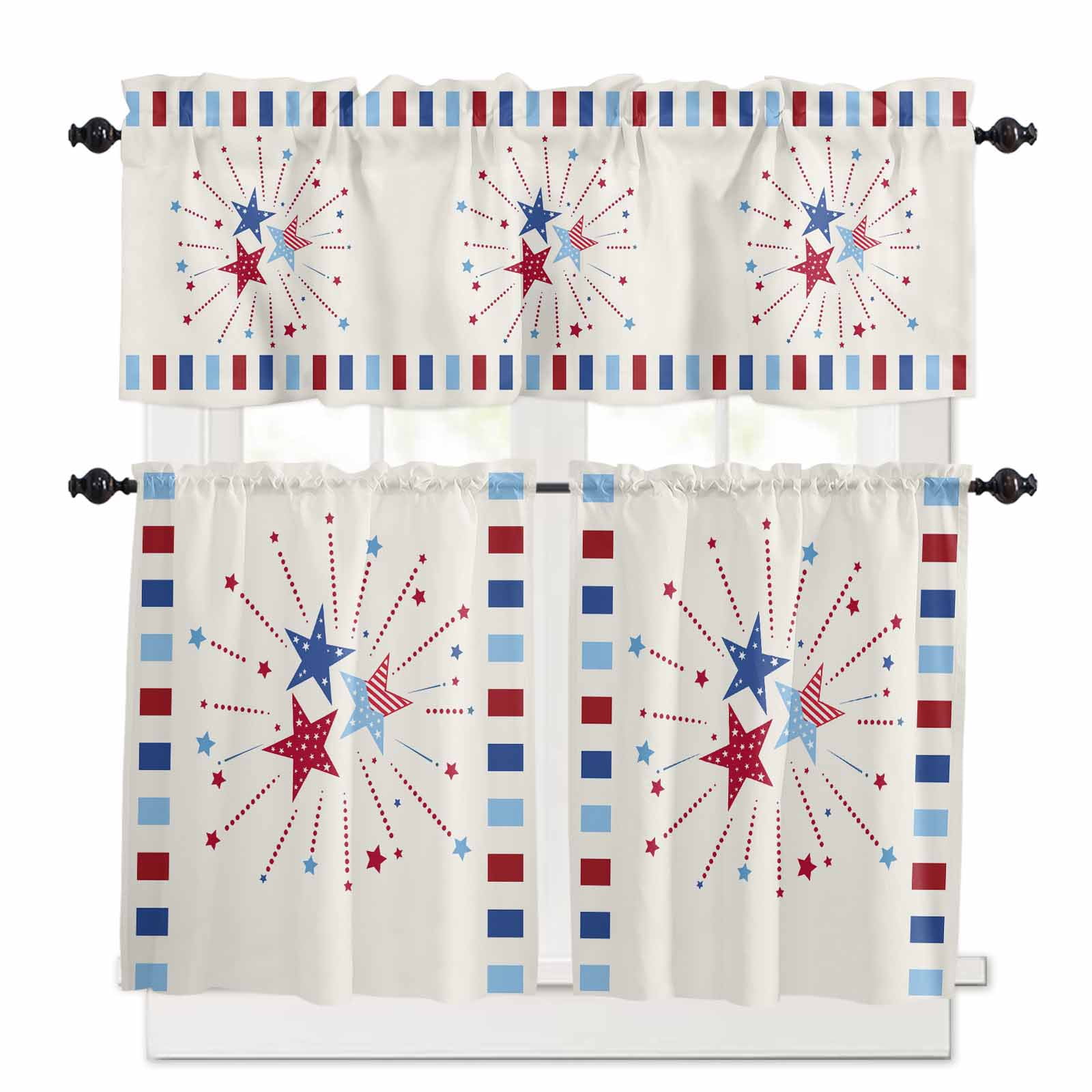 Independence Day Stars Kitchen Curtains Valances and Tiers Modern ...