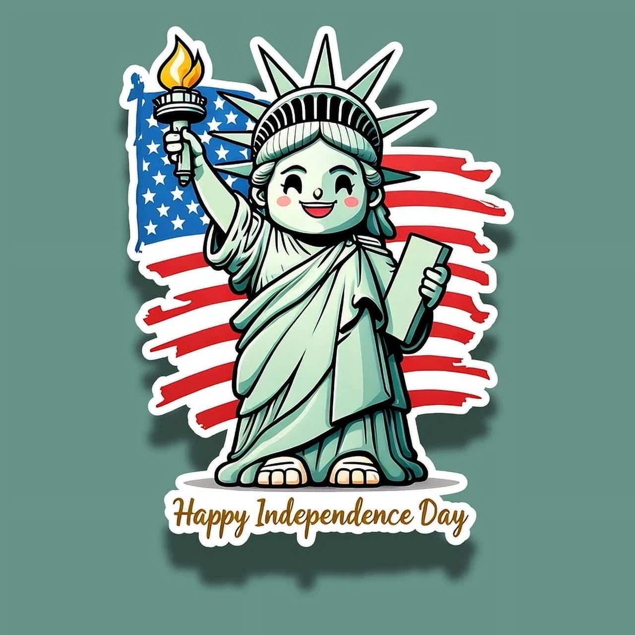 Independence Day Statue Of Liberty Sticker Phone Decal Water Bottle ...