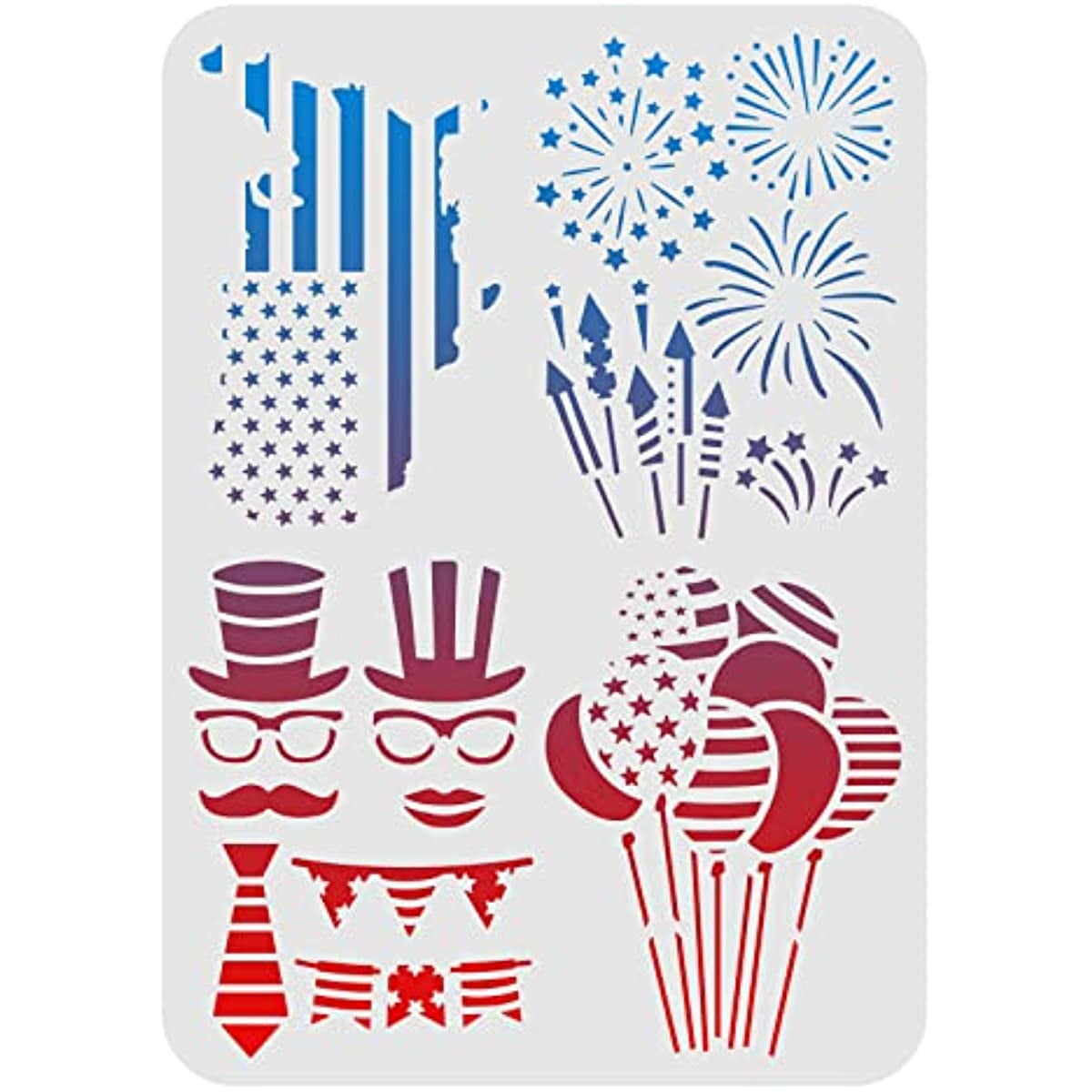 Independence Day Stencils Plastic American Flag Map Stencils Fireworks ...