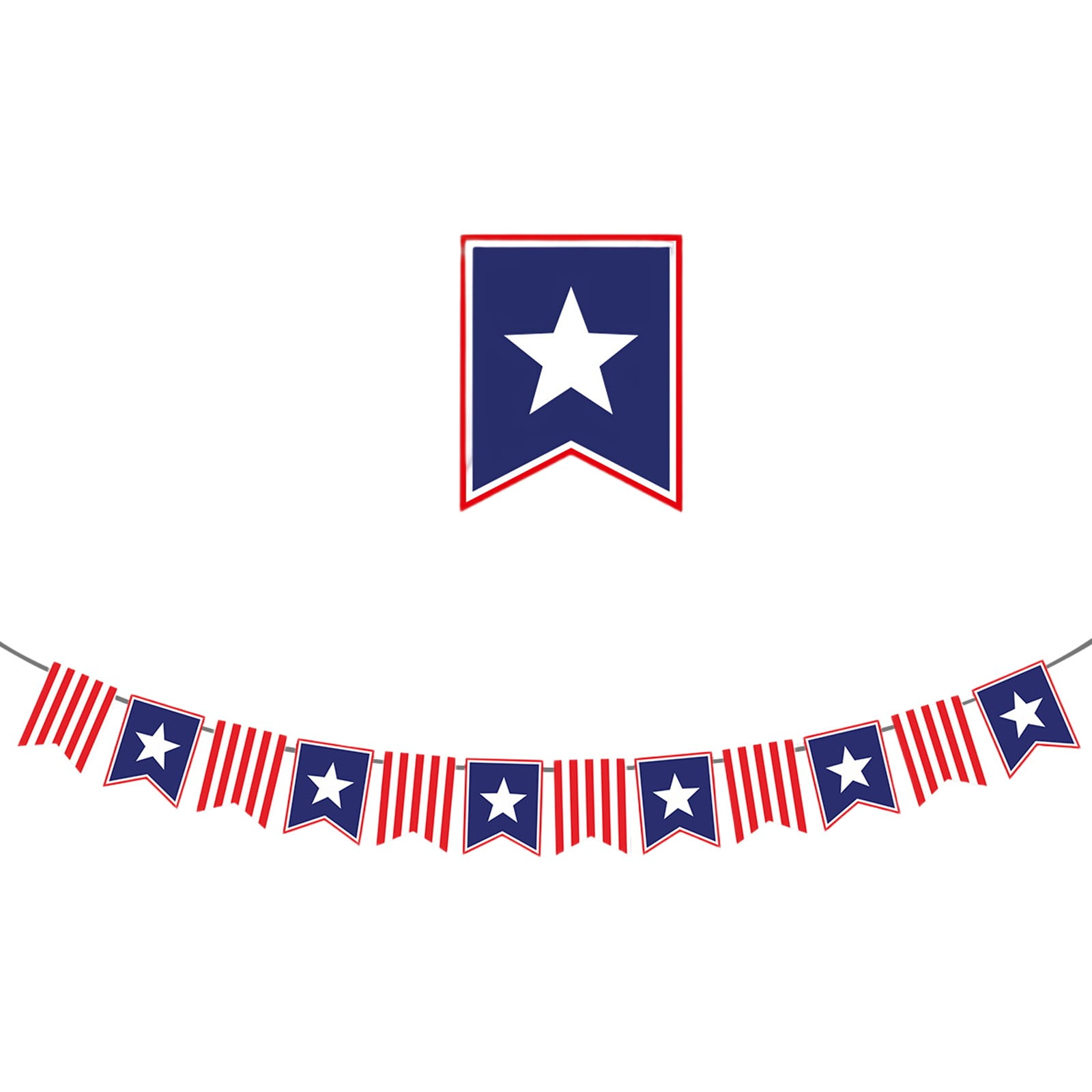 Independence Day Striped Heart Garland Banner 2025 Patriotic Americana ...