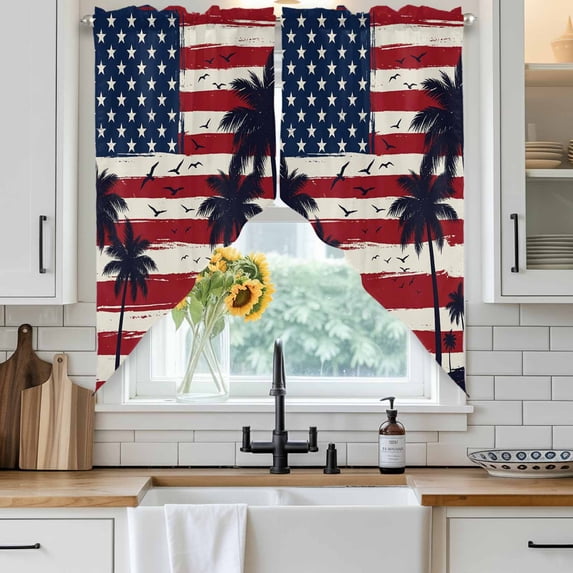 Independence Day Swag Curtain Valance for Windows, U. S. Flag Themed ...